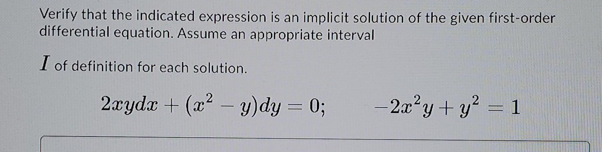 Solved Verify that the indicated expression is an implicit | Chegg.com