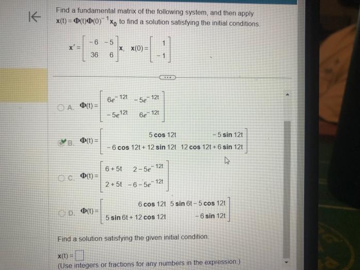 Solved Find a fundamental matrix of the following system, | Chegg.com