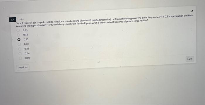 Solved 171 point Gene R controls ear shape in rabbits. | Chegg.com