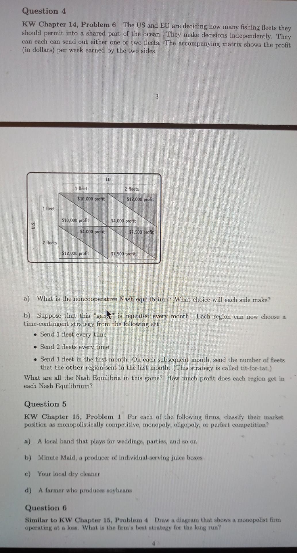 Solved Question 4 KW Chapter 14, Problem 6 The US and EU are | Chegg.com