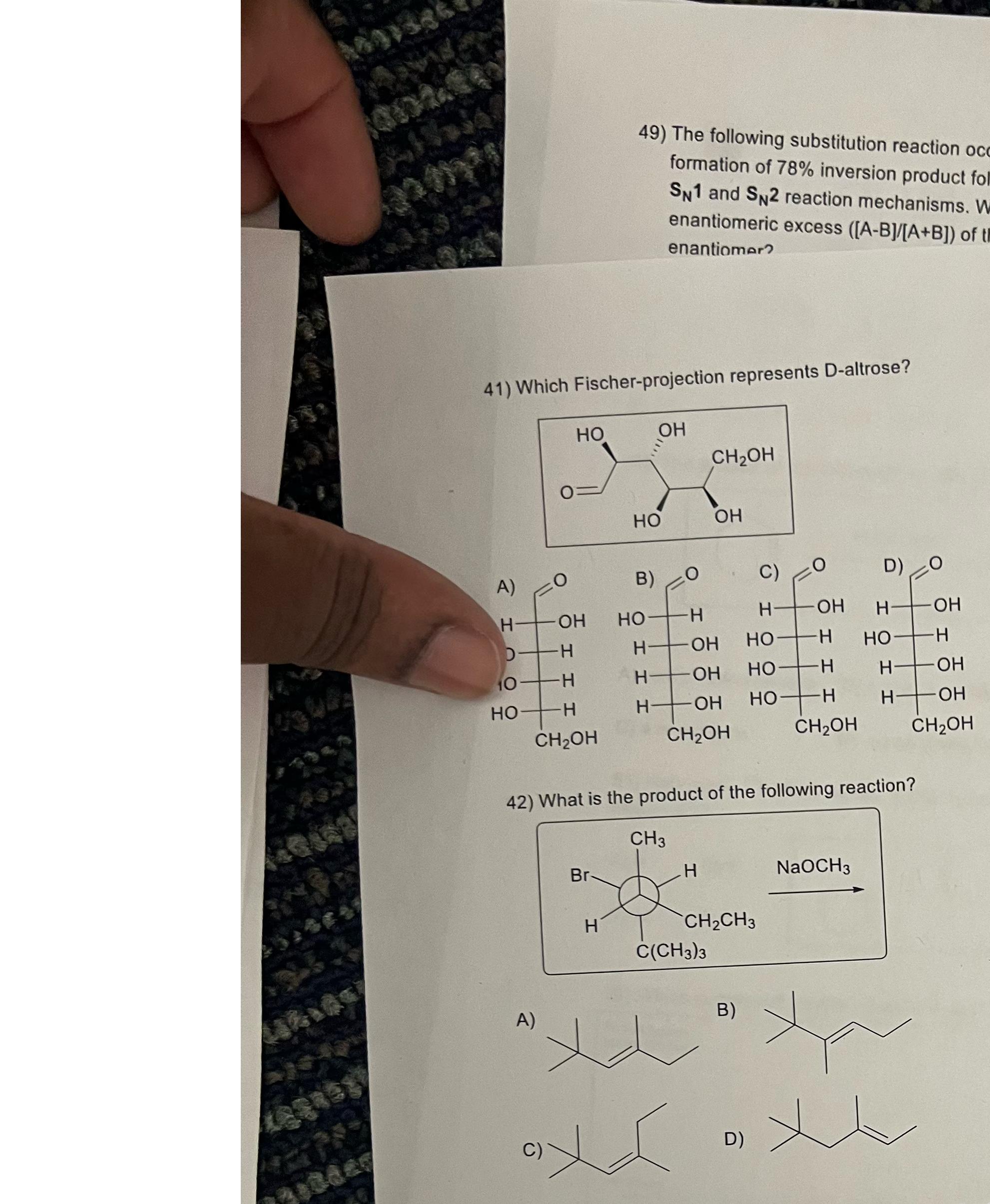 Solved The following substitution reaction oc formation of | Chegg.com