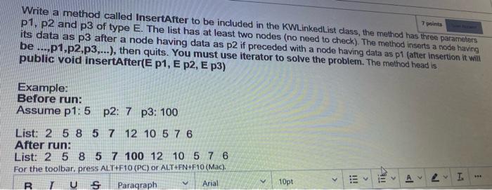 Solved 7 points Write a method called InsertAfter to be | Chegg.com