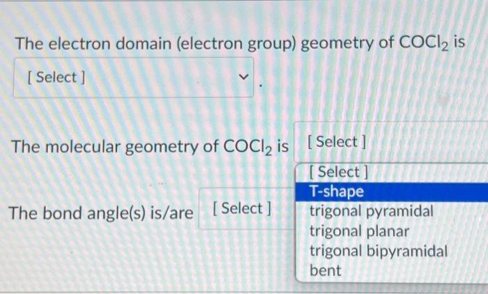 Solved The electron domain (electron group) geometry of | Chegg.com
