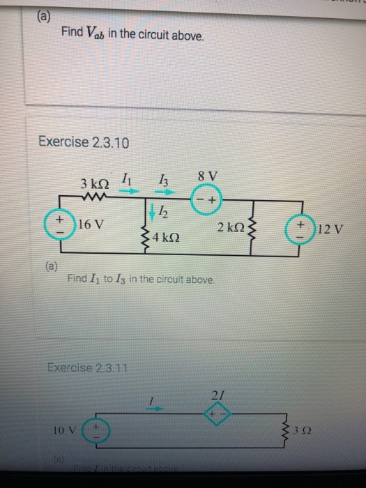 Solved (a) Find Vab in the circuit above. Exercise 2.3.10 3 | Chegg.com