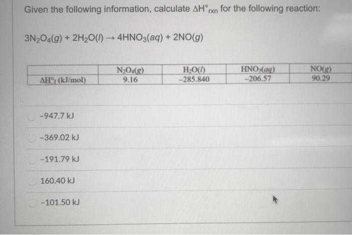 Solved Given the following information, calculate AH®rxn for | Chegg.com