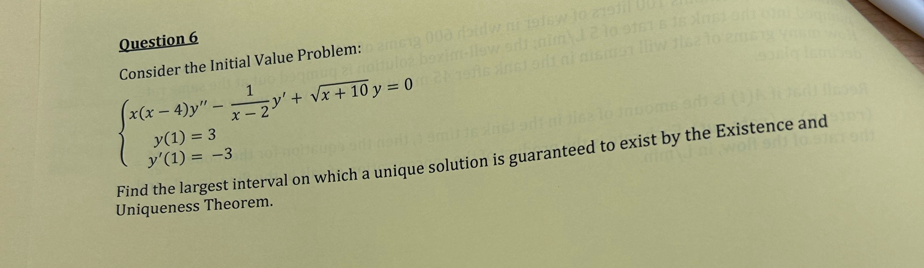 Solved Question 6Consider the Initial Value | Chegg.com