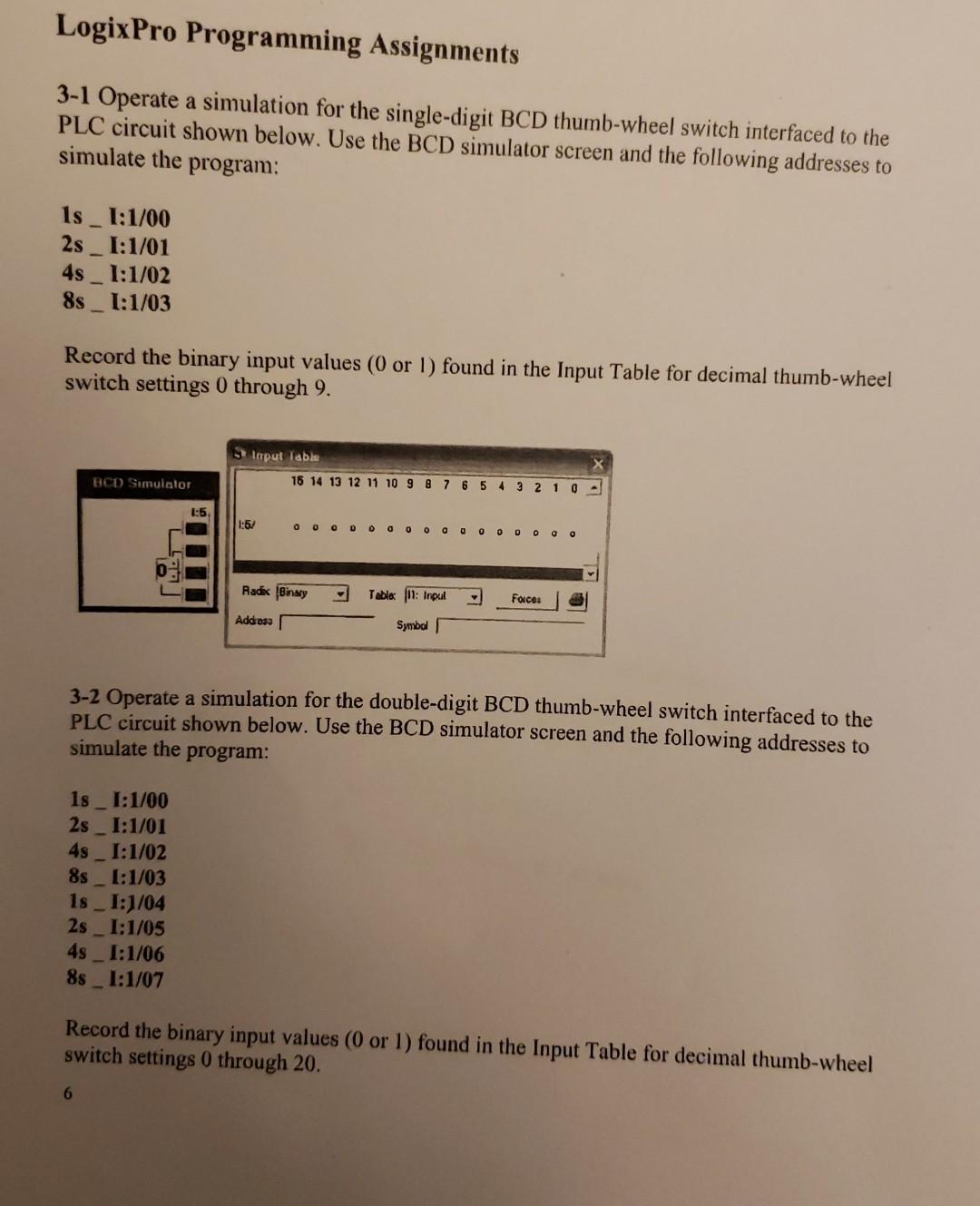 Solved Logix Pro Programming Assignments 3-1 Operate a | Chegg.com