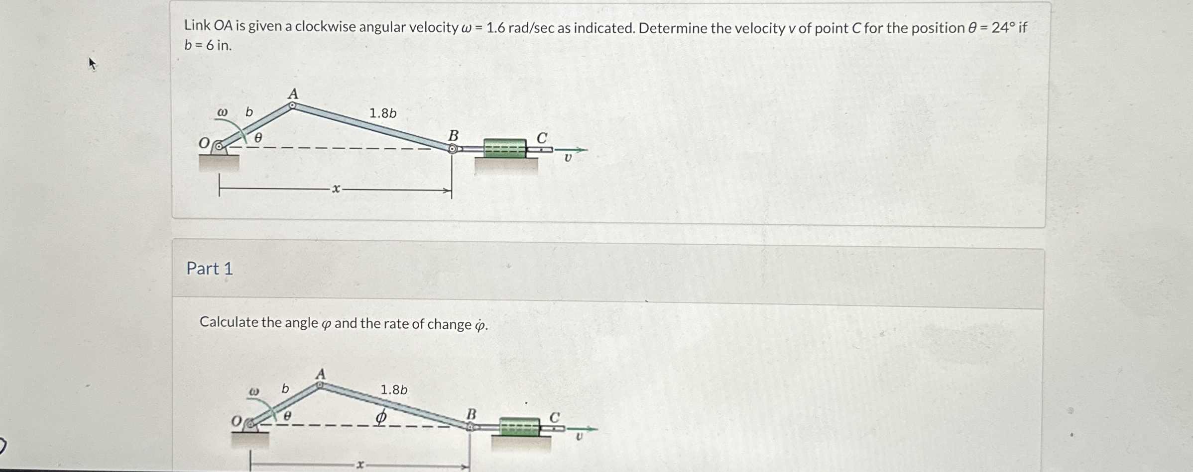 Solved Link OA ﻿is given a clockwise angular velocity | Chegg.com