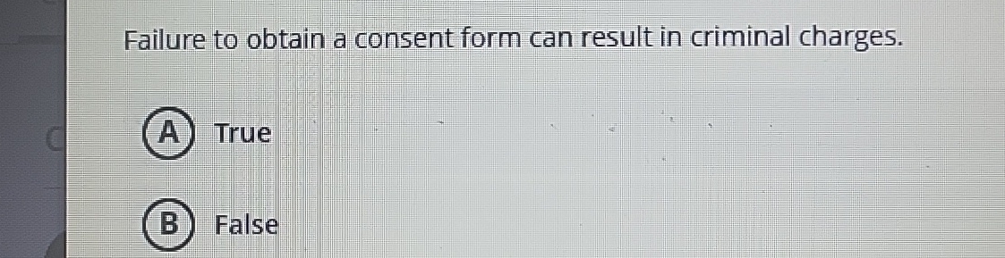 Solved Failure to obtain a consent form can result in | Chegg.com