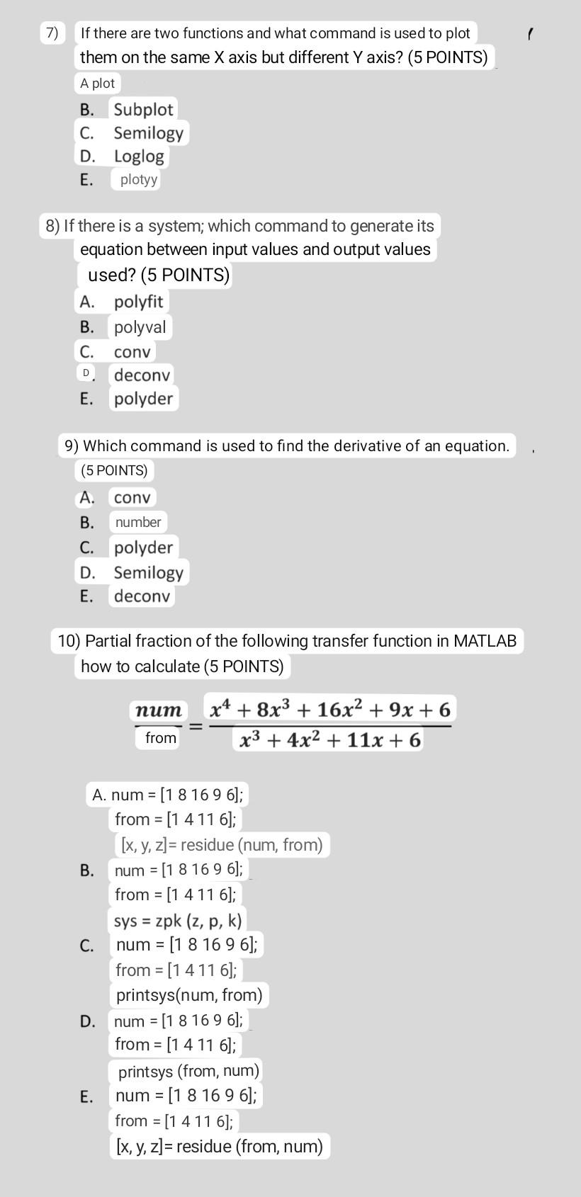 Solved 7) If there are two functions and what command is | Chegg.com