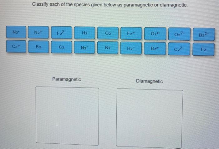 Solved Classify each of the species given below as | Chegg.com
