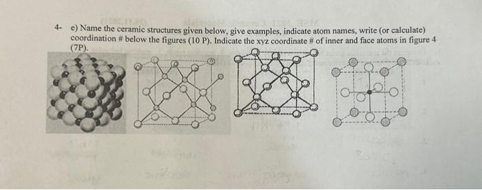 Solved 4- e) Name the ceramic structures given below, give | Chegg.com