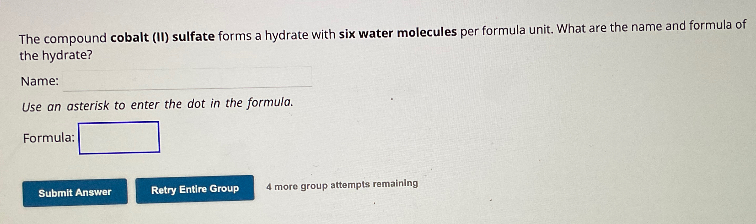 The compound cobalt (II) ﻿sulfate forms a hydrate | Chegg.com