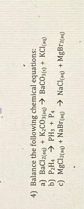 Solved Balance the following chemical equations: a) | Chegg.com