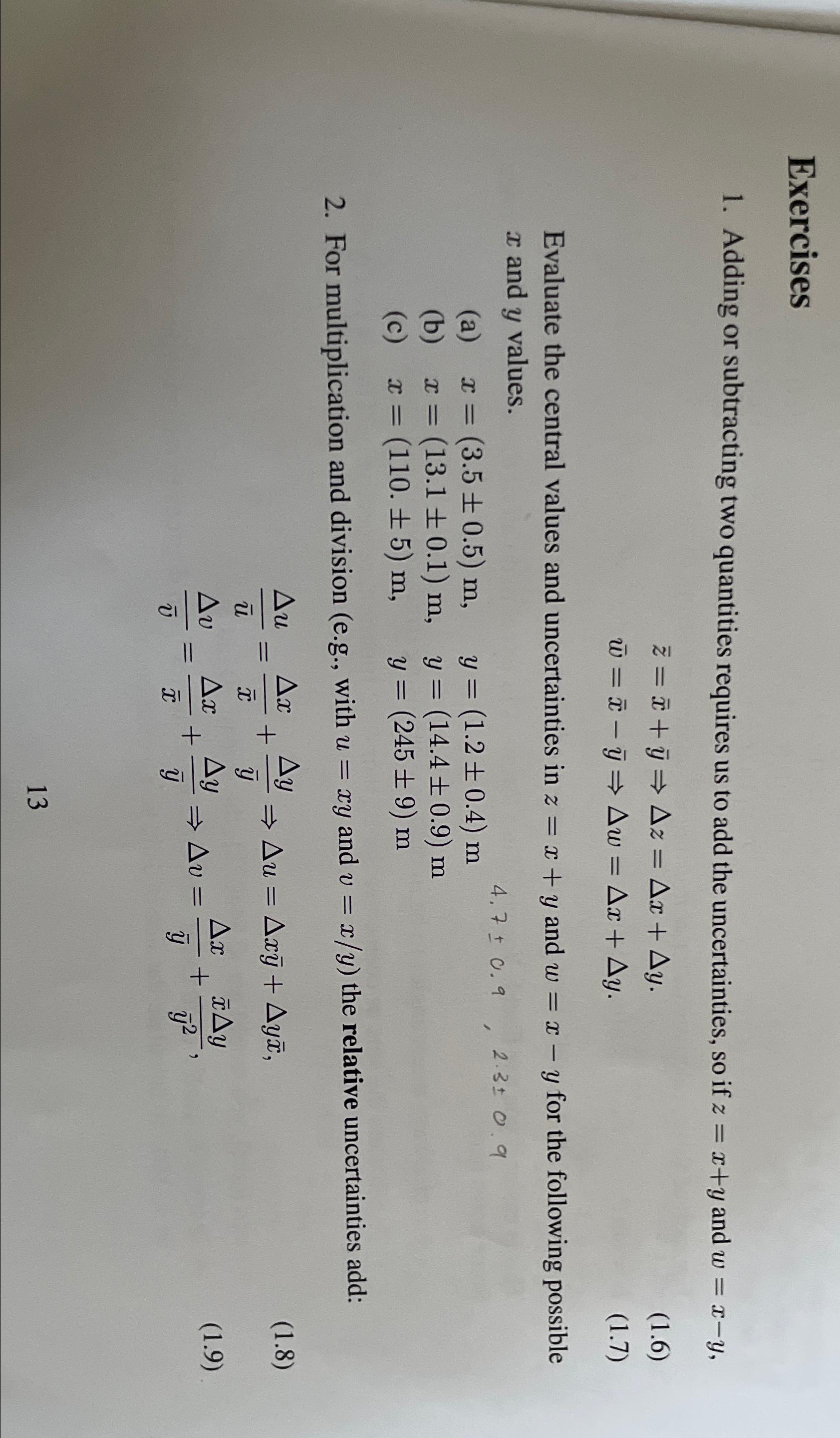 Solved ExercisesAdding or subtracting two quantities | Chegg.com