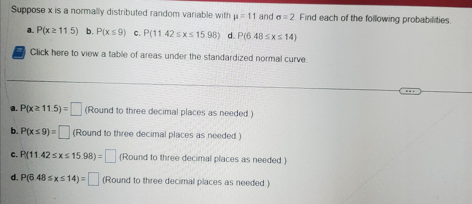 Solved Suppose x is a normally distributed random variable | Chegg.com