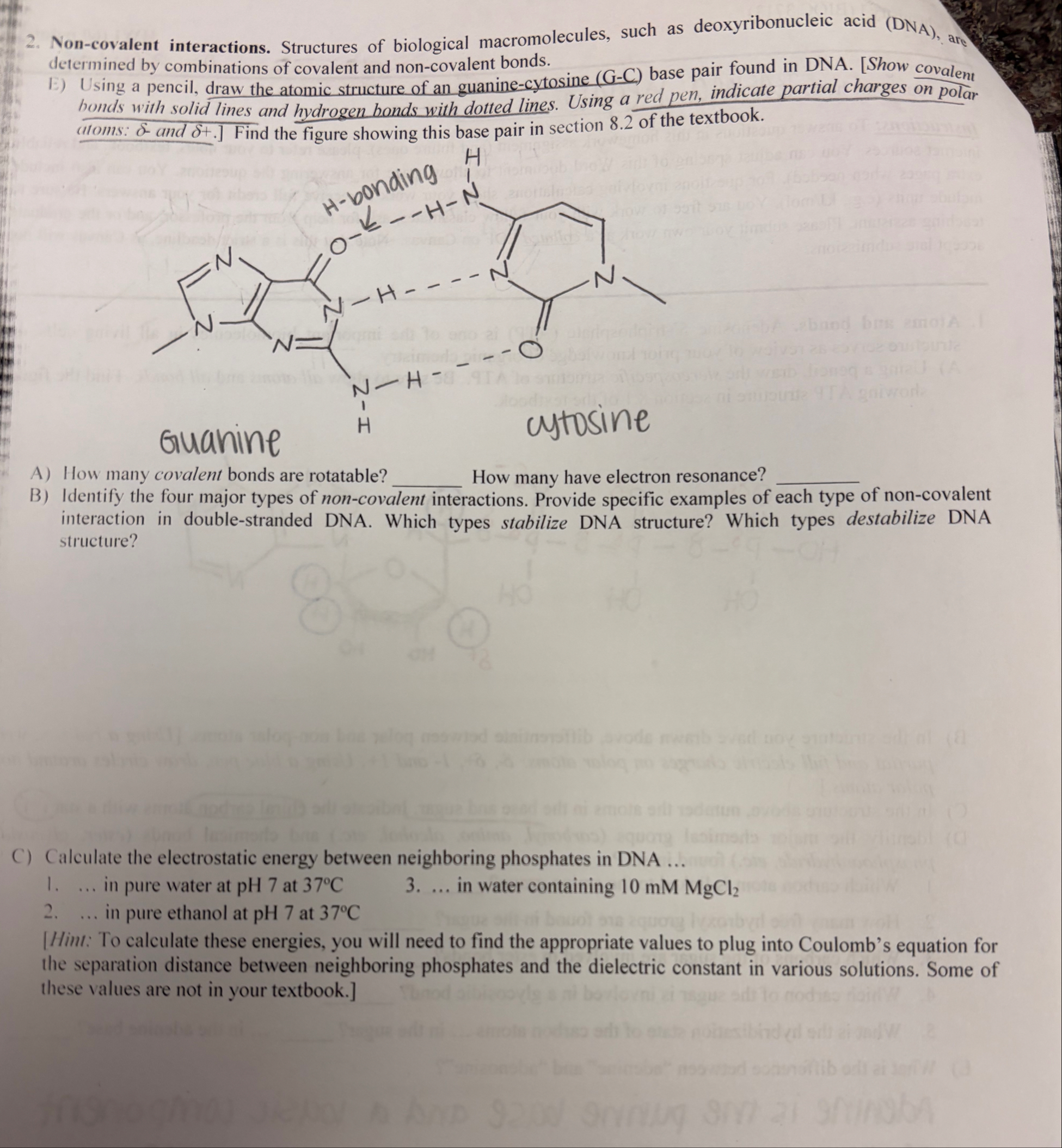 Non-covalent interactions. Structures of biological | Chegg.com