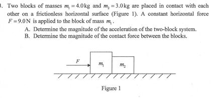 Solved Two blocks of masses m1 = 4.0kg and m2 = 3.0kg arc | Chegg.com