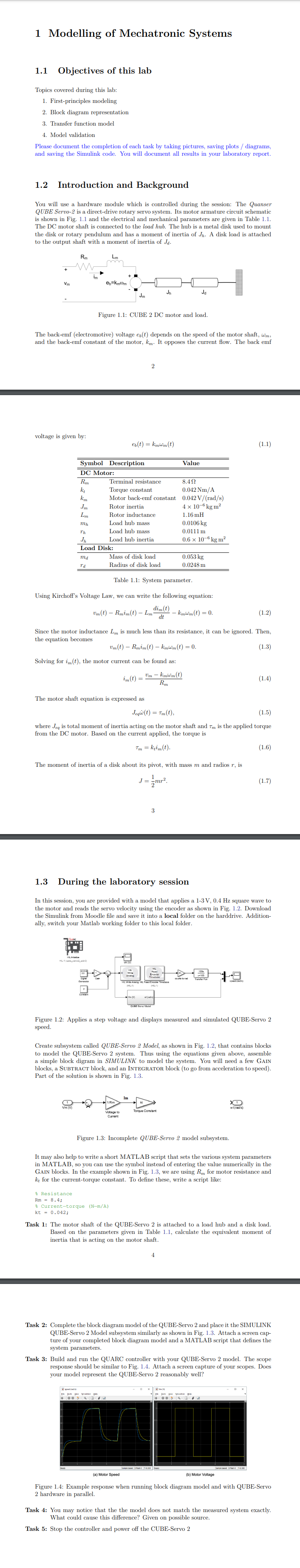1 ﻿Modelling of Mechatronic Systems1.1 ﻿Objectives of | Chegg.com
