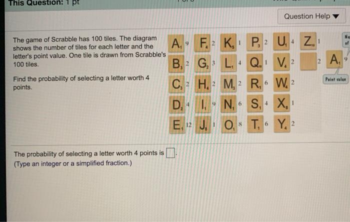 Solved This Question: 1 pt Question Help The game of | Chegg.com
