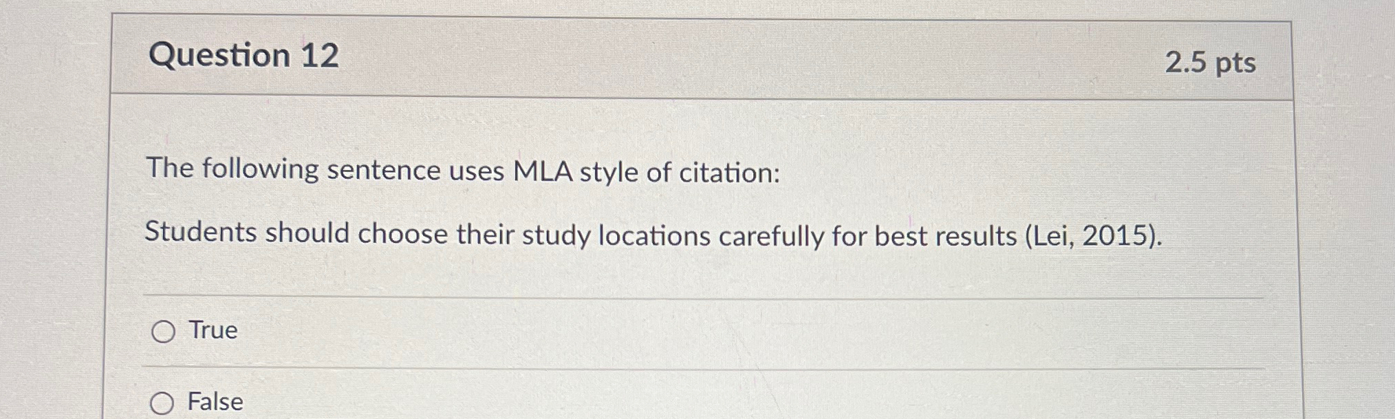 Solved Question 122.5 ﻿ptsThe following sentence uses MLA | Chegg.com
