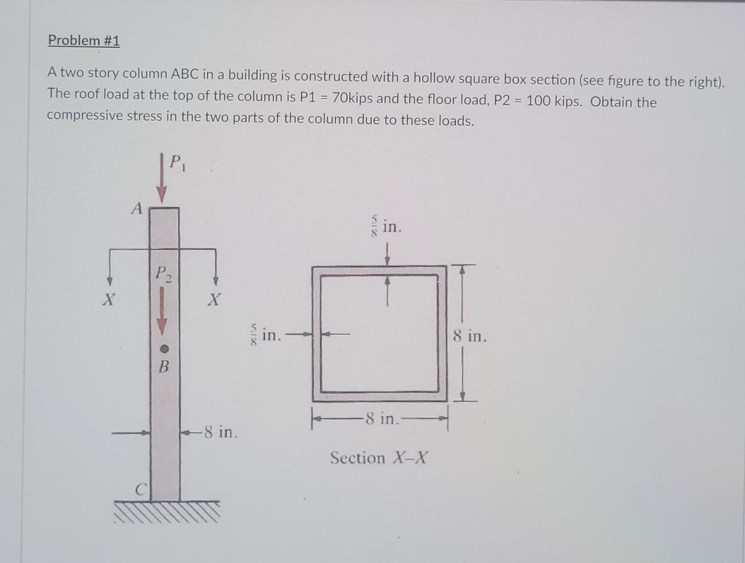 Solved Problem #1 A two story column ABC in a building is | Chegg.com