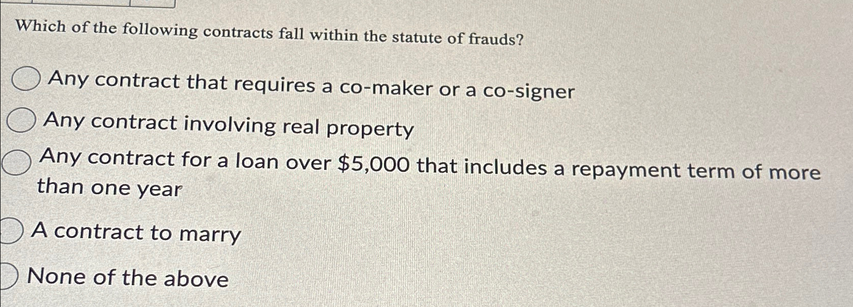 Solved Which of the following contracts fall within the | Chegg.com