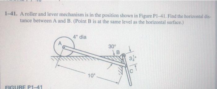 Solved 1-41. A roller and lever mechanism is in the position | Chegg.com