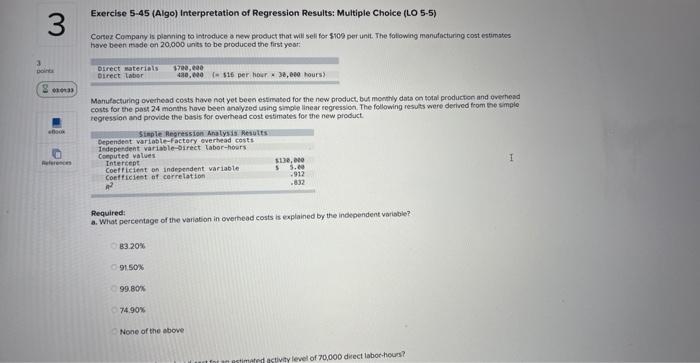 Solved Exercise 5-45 (Algo) Interpretation of Regression | Chegg.com
