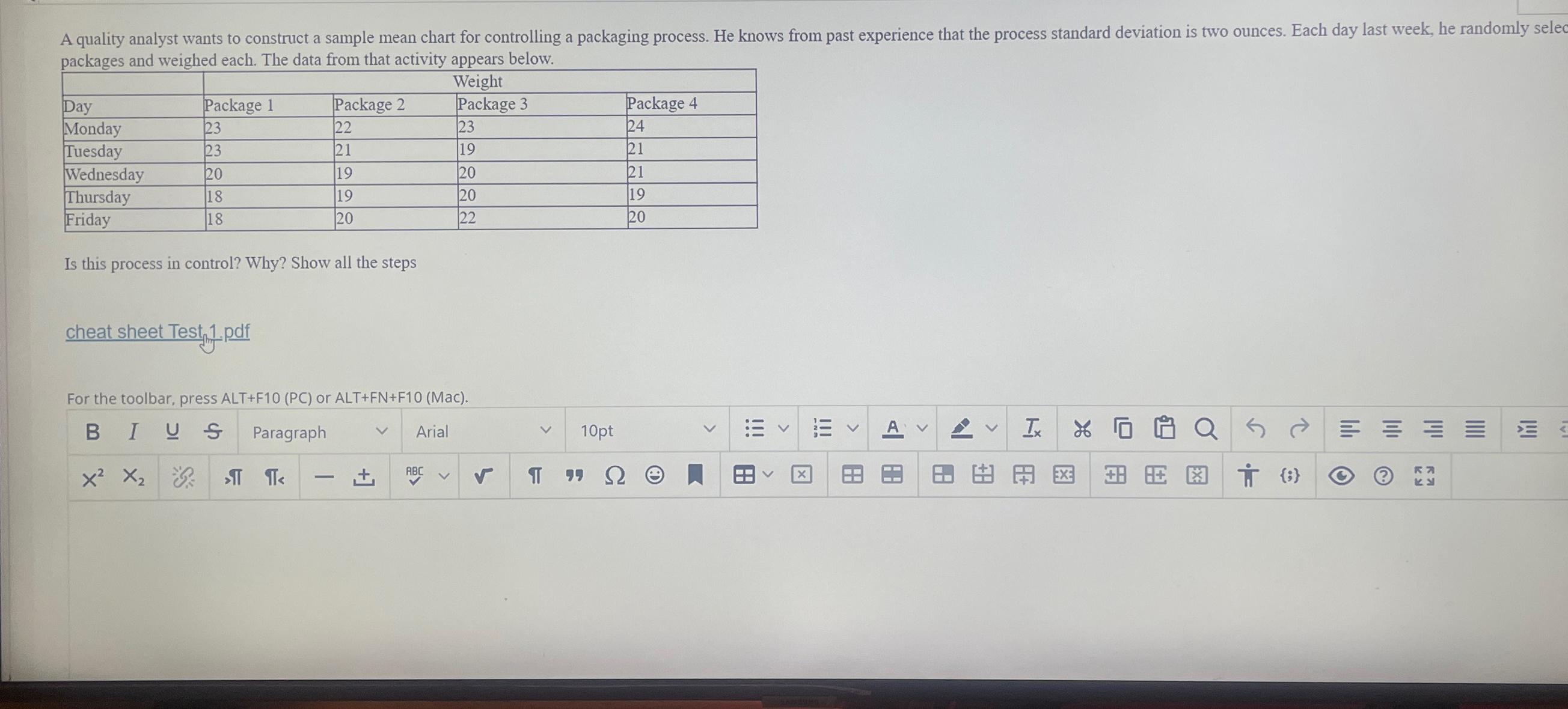 Solved packages and weighed each. The data from that | Chegg.com