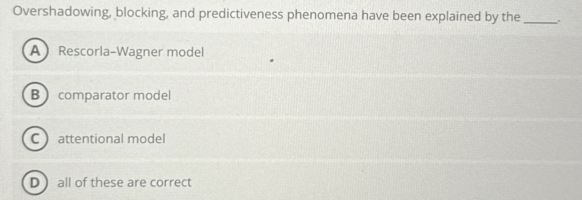 Solved Overshadowing, blocking, and predictiveness phenomena | Chegg.com
