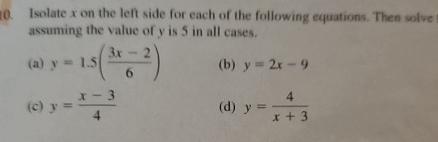 Solved Isolate x on the left side for each of the following | Chegg.com