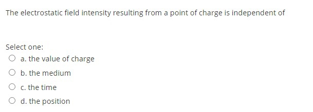 Solved The electrostatic field intensity resulting from a | Chegg.com