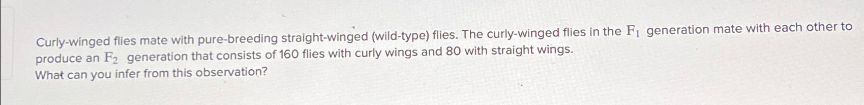 Solved Curly-winged flies mate with pure-breeding | Chegg.com