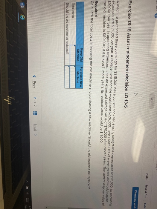 Solved Help Save & Exit Sub Check my work Exercise 13-18 | Chegg.com