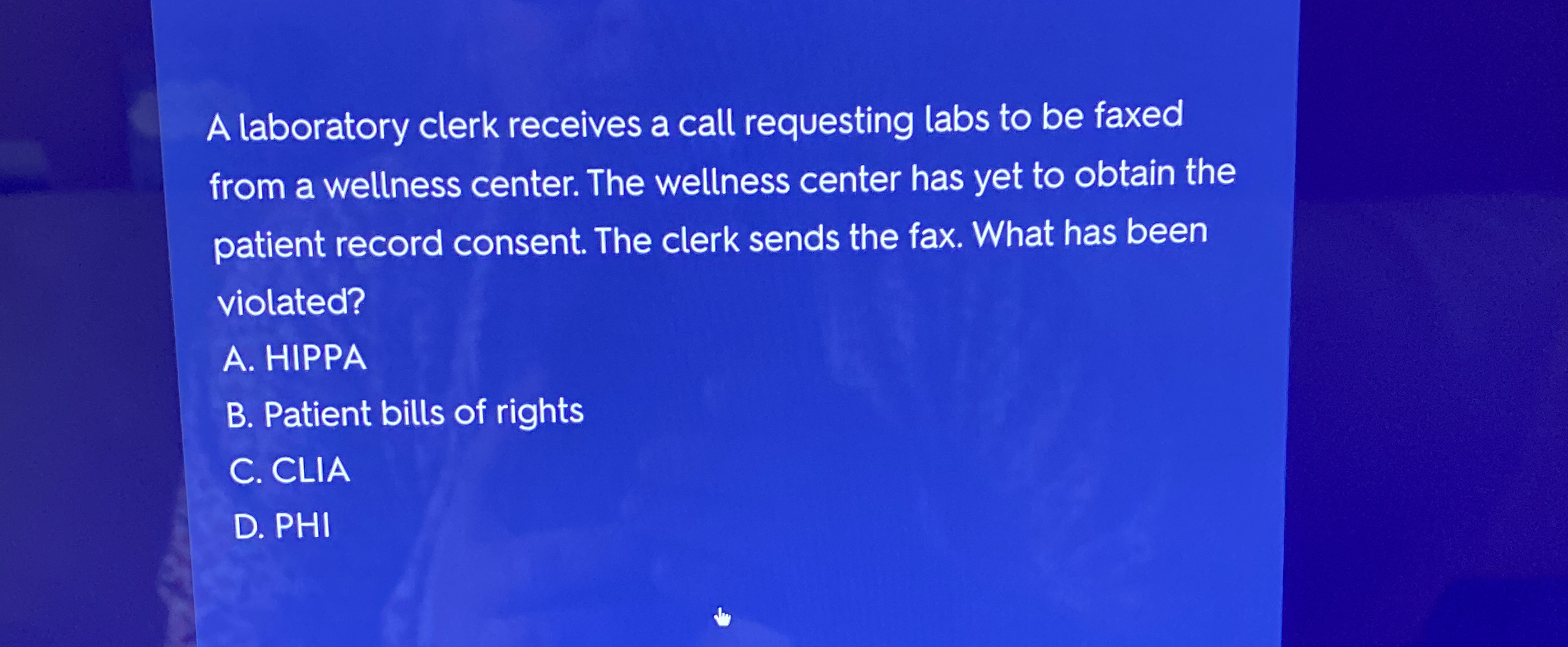 Solved A laboratory clerk receives a call requesting labs to | Chegg.com