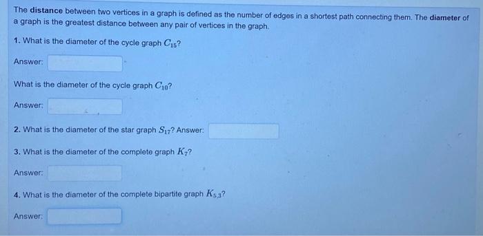 Solved The distance between two vertices in a graph is | Chegg.com