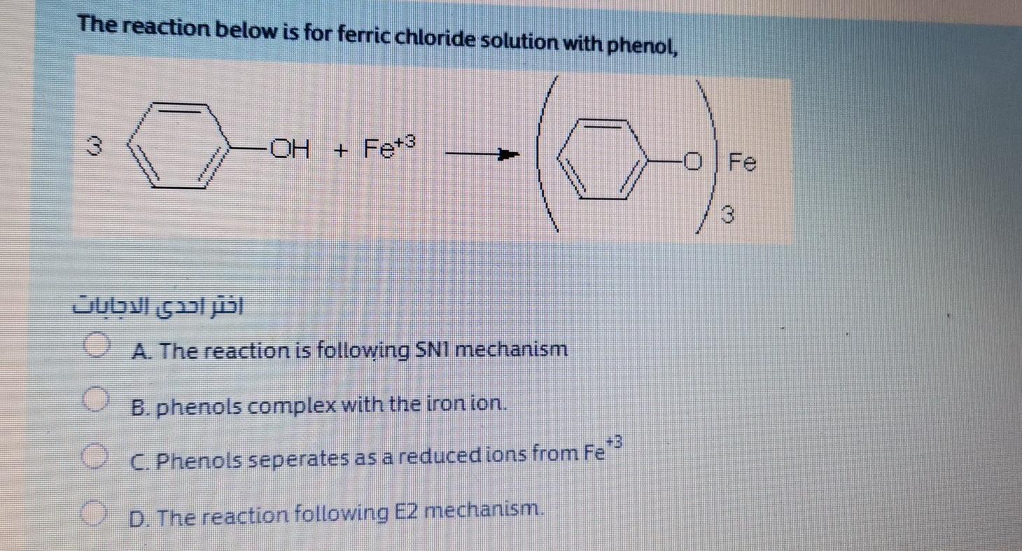 Solved The reaction below is for ferric chloride solution | Chegg.com