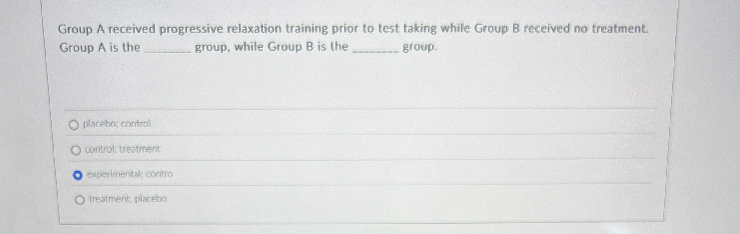 Solved Group A received progressive relaxation training | Chegg.com