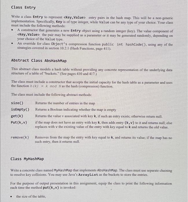 Solved Class Entry Write a class Entry to represent entry | Chegg.com