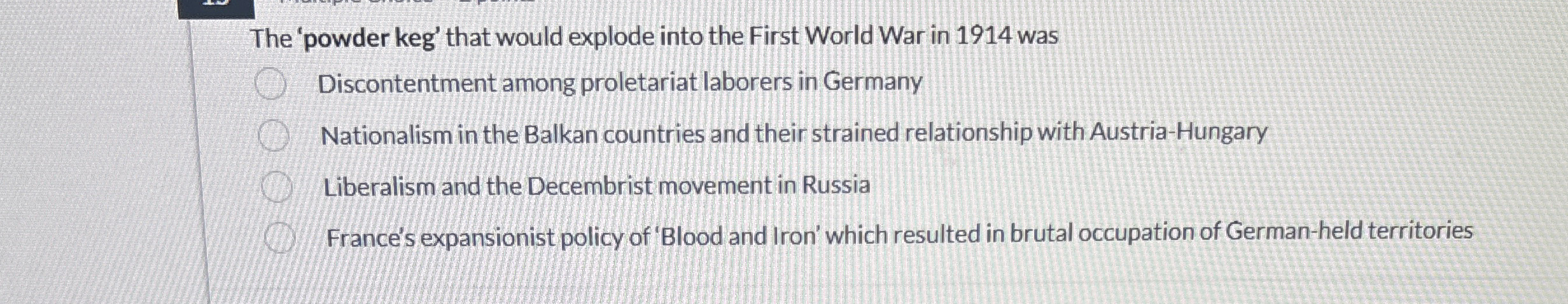 Solved The 'powder keg' that would explode into the First | Chegg.com