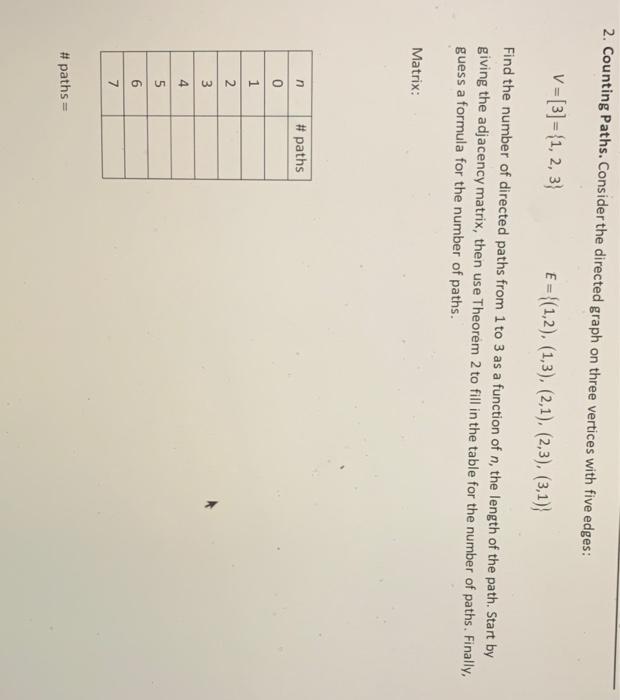 Solved 2. Counting Paths. Consider the directed graph on | Chegg.com