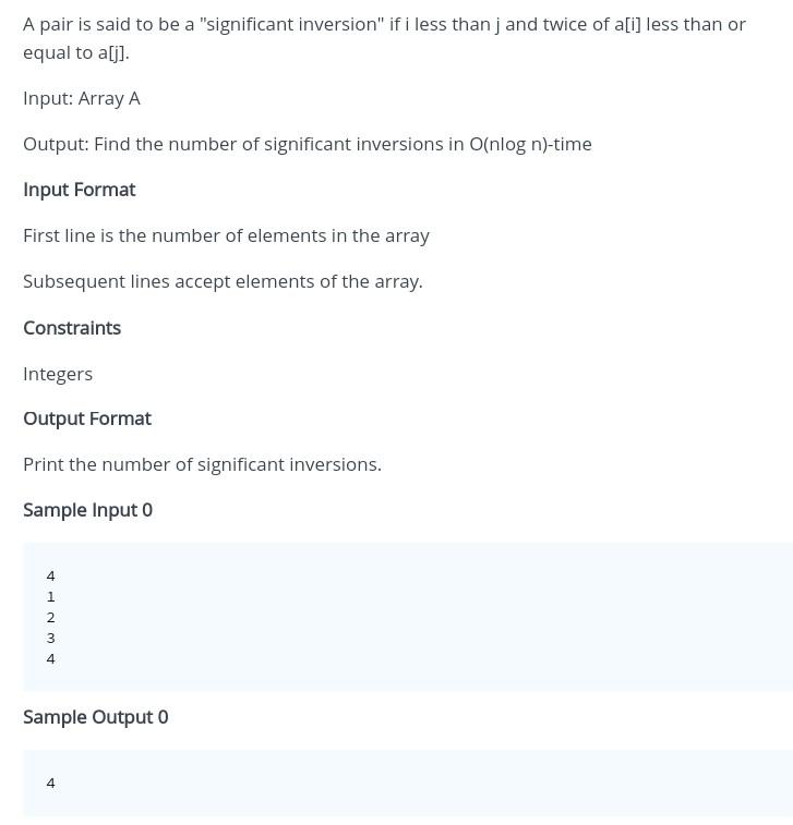Solved A pair is said to be a "significant inversion" if i | Chegg.com