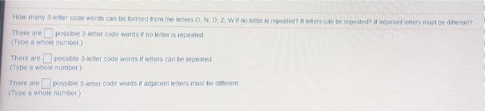 Solved How many 3 letter code words can be formed from the | Chegg.com