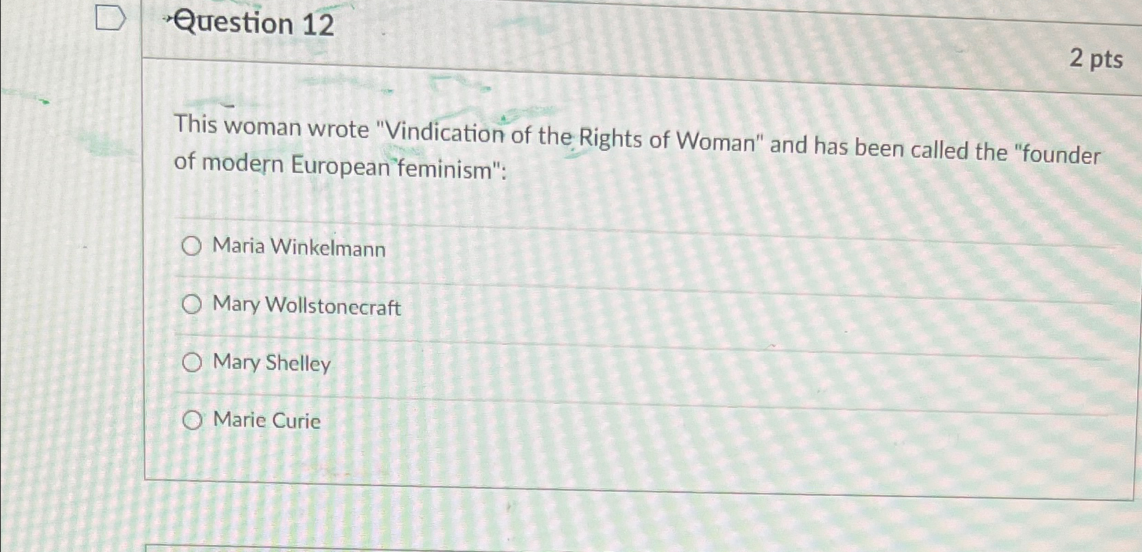 Solved Question 122 ﻿ptsThis woman wrote "Vindication of the | Chegg.com