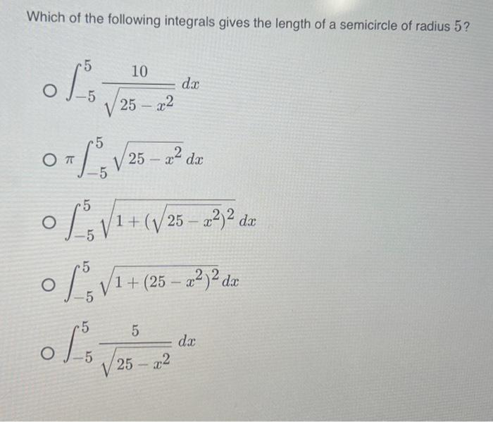 Solved Which of the following integrals gives the length of | Chegg.com
