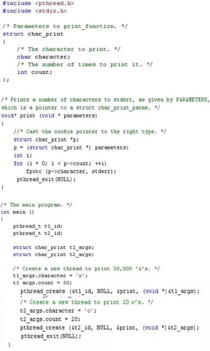Solved \#include 〈stdlib.h〉 Finclude pthread.h> void | Chegg.com