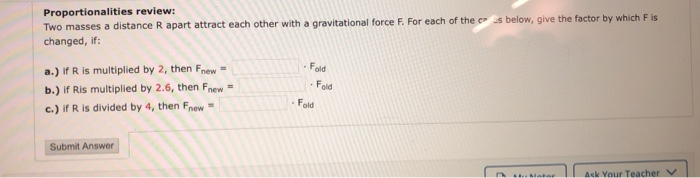 Solved Proportionalities review: Two masses a distance R | Chegg.com