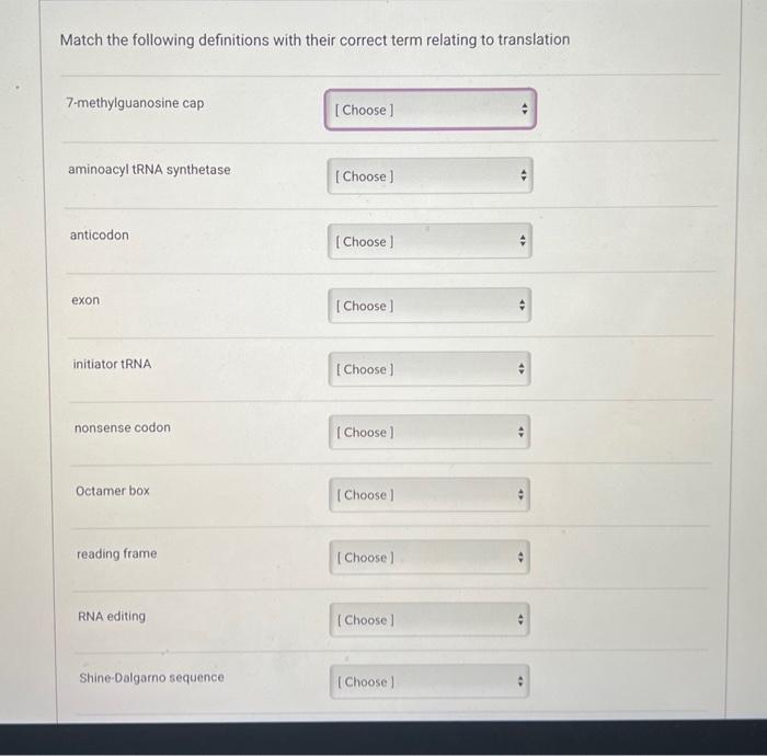 Match the following definitions with their correct | Chegg.com
