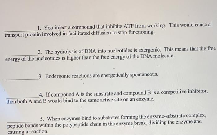 Solved 1. You inject a compound that inhibits ATP from | Chegg.com